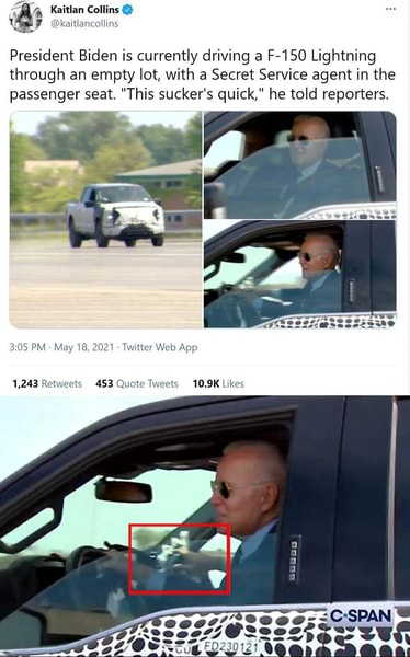 President Biden is currently driving a F-150 Lightning through an empty ...