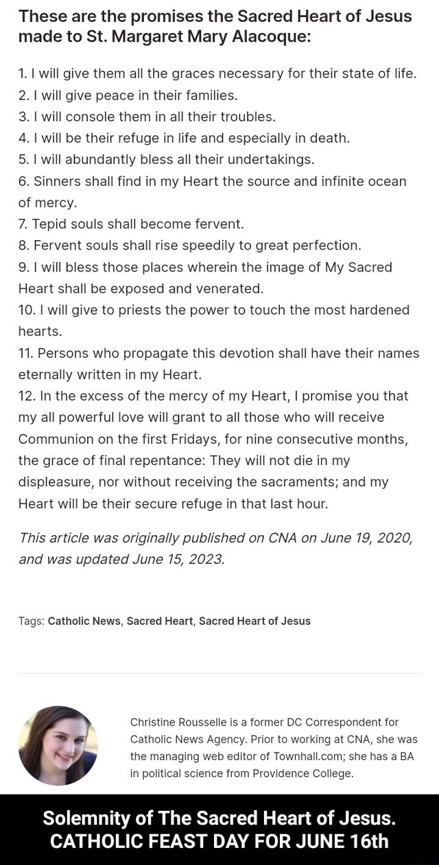These are the promises the Sacred Heart of Jesus made to St. Margaret ...