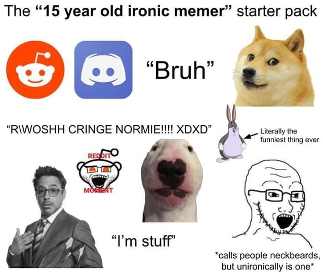 The "15 year old ironic memer" starter pack CRINGE NORMIE!!!! XDXD ...