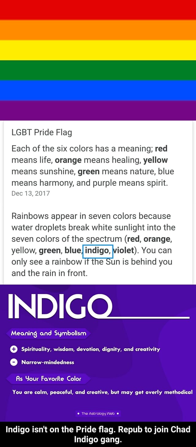 LGBT Pride Flag Each of the six colors has a meaning; red means life ...