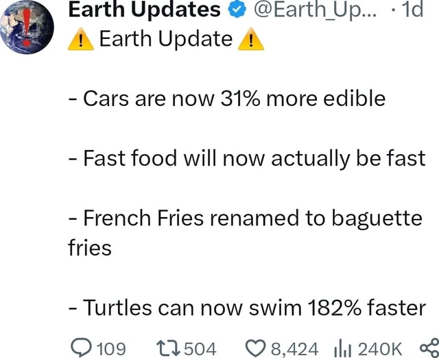 Earth Updates @Earth Up... A Earth Update A\ - Cars are now 31% more ...