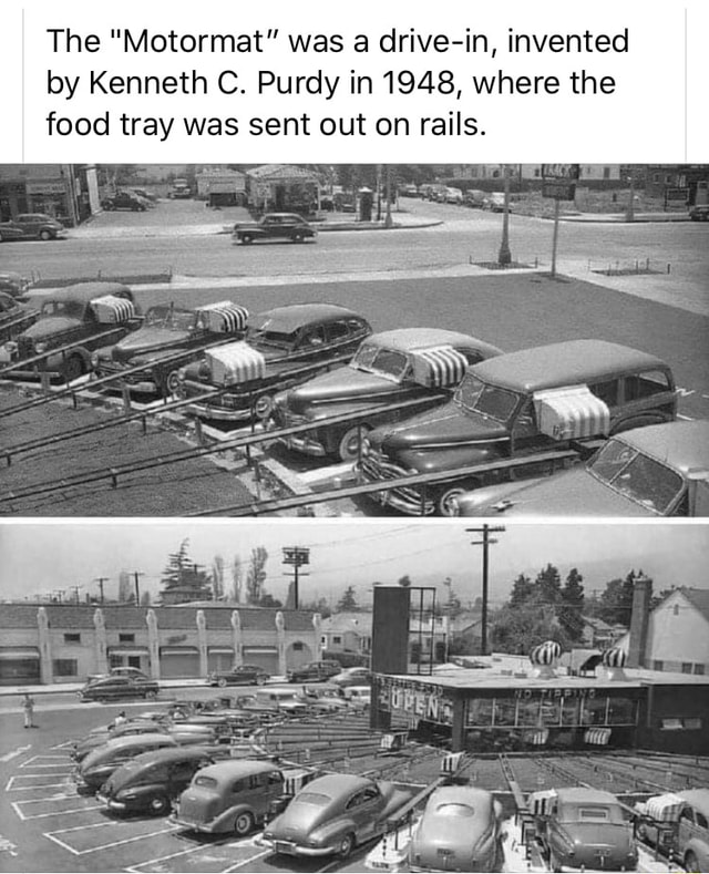 The "Motormat" was a drive-in, invented by Kenneth C. Purdy in 1948 ...