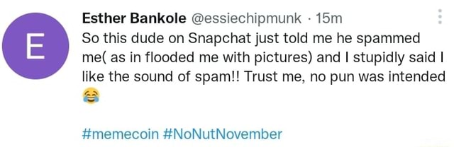 Esther Bankole @essiechipmunk So this dude on Snapchat just told me he ...