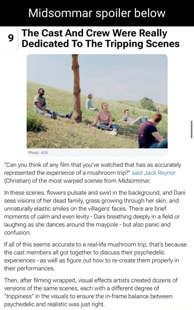Midsommar spoiler below The Cast And Crew Were Really Dedicated To The Tripping Scenes 'Can you ...