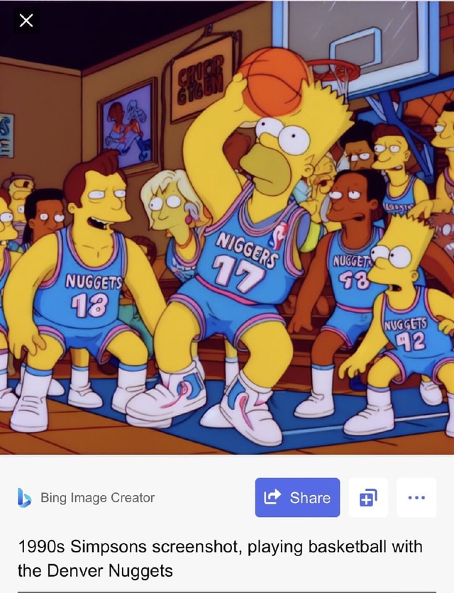 Bing Image Creator Share 1990s Simpsons screenshot, playing basketball ...