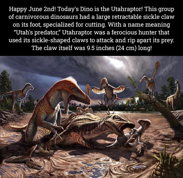 Happy June Today's Dino is the Utahraptor! This group of carnivorous ...