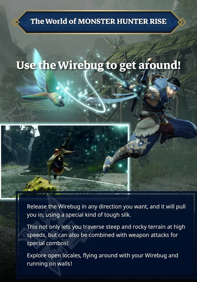 The World of MONSTER HUNTER RISE Use the Wirebug to get around! Release ...
