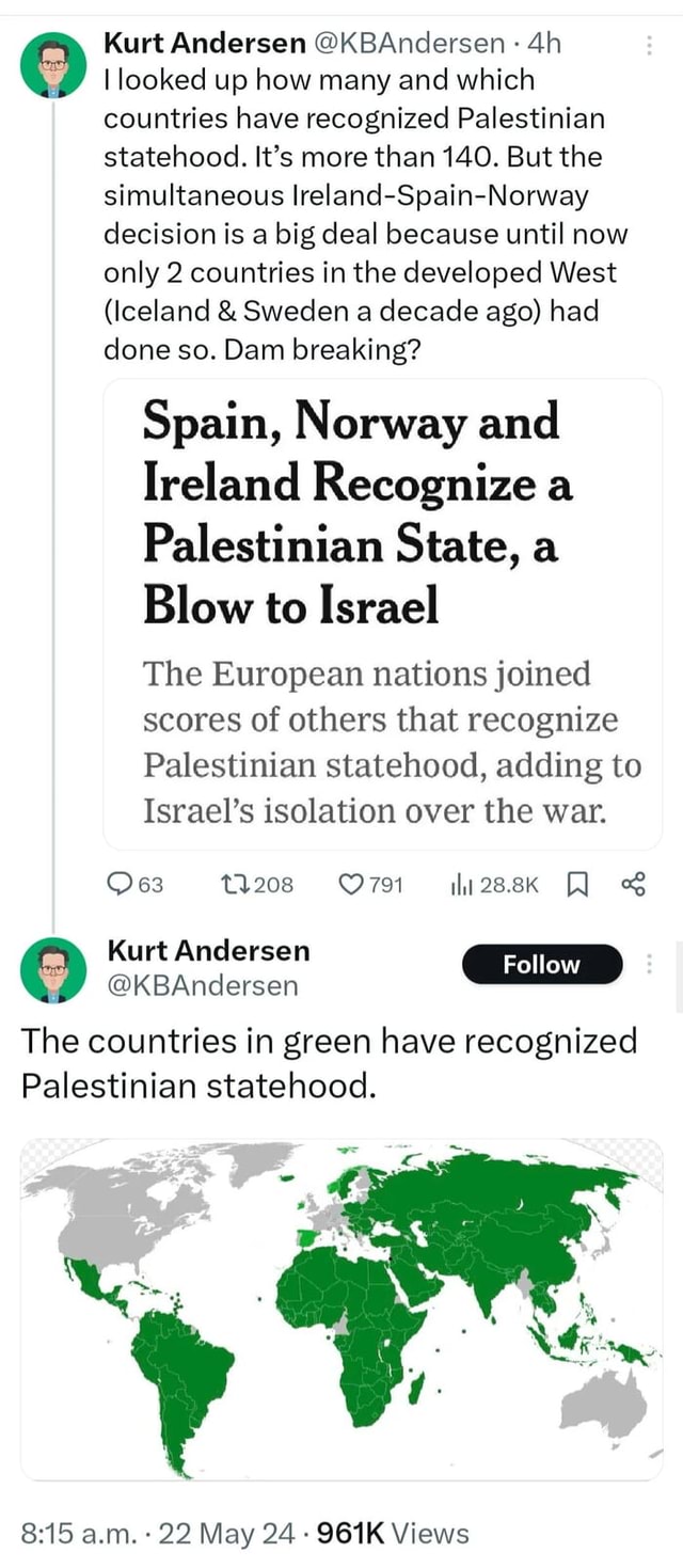 Kurt Andersen @KBAndersen I looked up how many and which countries have recognized Palestinian ...