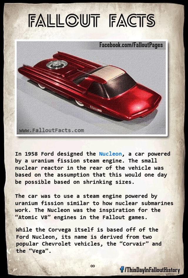 FALLOUT FACTS In 1958 Ford designed the Nucleon, a car powered by a ...