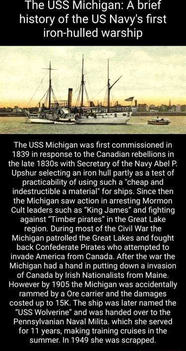 The USS Michigan: A brief history of the US Navy's first iran hulled ...