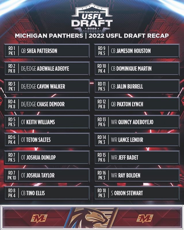 DRAFT 2022* Z MICHIGAN PANTHERS I 2022 USFL DRAFT RECAP I QB SHEA ...