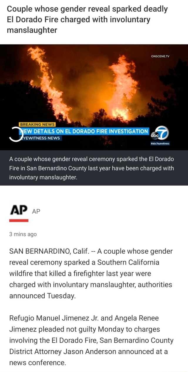 Couple whose gender reveal sparked deadly El Dorado Fire charged with ...