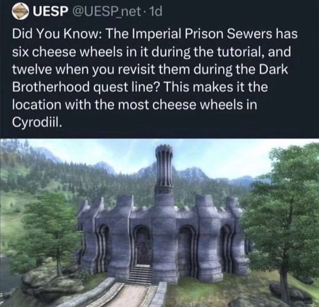 @UESP @UESP net- Did You Know: The Imperial Prison Sewers has six ...