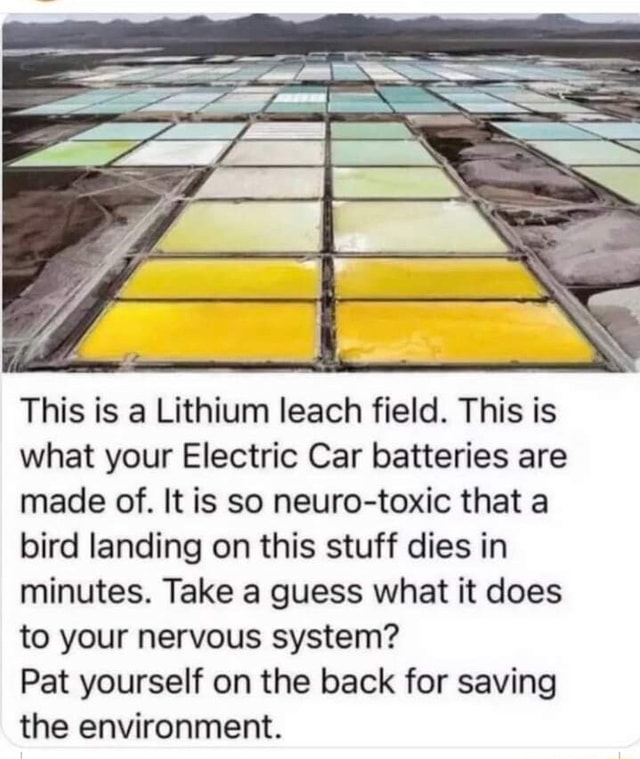 This is a Lithium leach field. This is what your Electric Car batteries ...