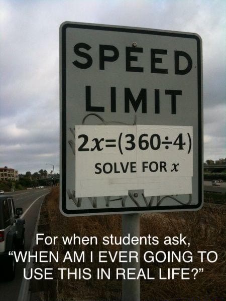 #funny #meme #math #teaching - SPEED LIMIT SOLVE FOR x For when ...