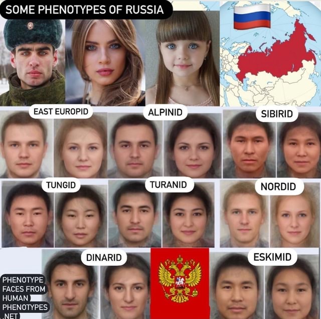 SOME PHENOTYPES OF RUSSIA EAST EUROPID ALPINID TUNGID TURANID NORDID ESKIMID PHENOTYPE FACES ...