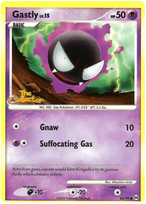 Gastly w.15 NO. 092 Gas Pokemon HT: 4'03" WT: 0.2 Ibs. Gnaw Suffocating ...