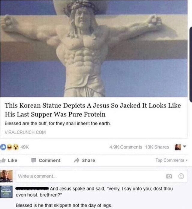 Av i\\ This Korean Statue Depicts A Jesus So Jacked It Looks Like His ...