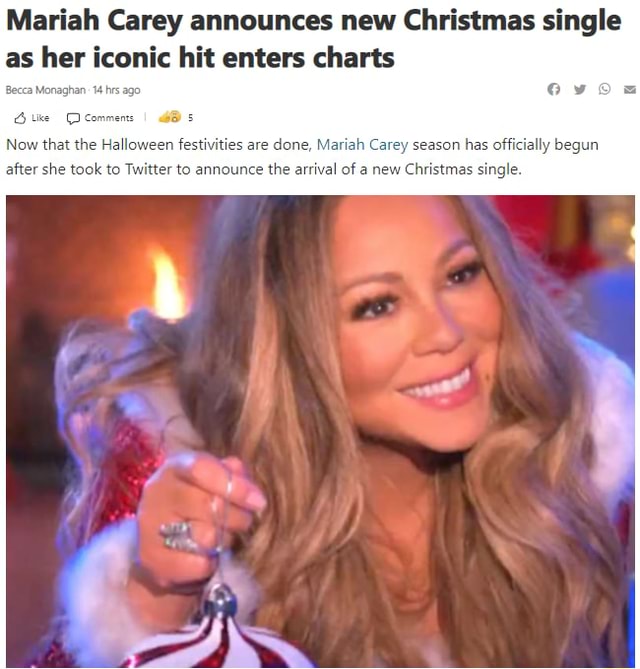 Mariah Carey announces new Christmas single as her iconic hit enters ...