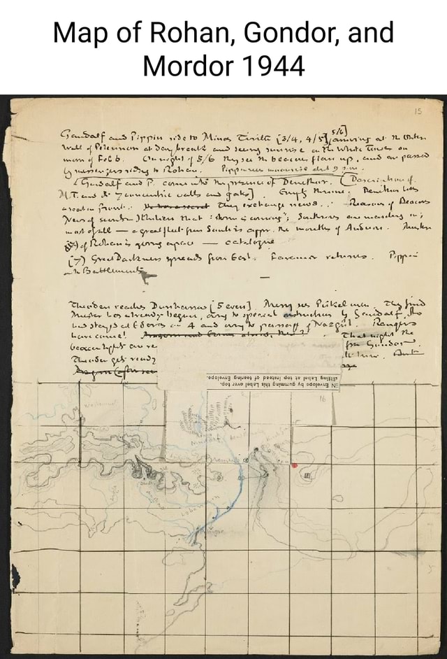 Map of Rohan, Gondor, and Mordor 1944 GeSotf Pippin wie Mine Tole of of ...