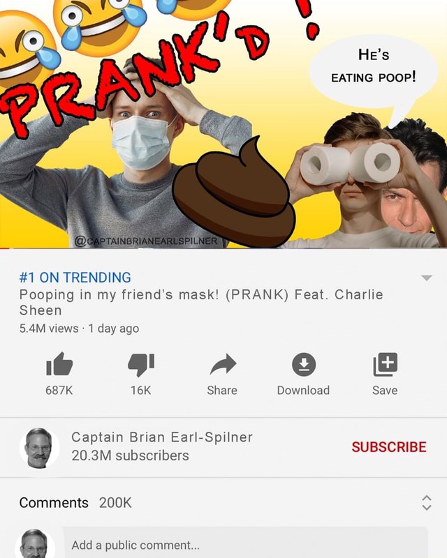 #1 ON TRENDING Pooping in my friend's mask! (PRANK) Feat. Charlie Sheen ...
