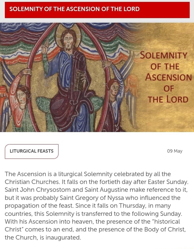 SOLEMNITY OF THE ASCENSION OF THE LORD. SOLEMNITY OF THE ASCENSION: OF ...
