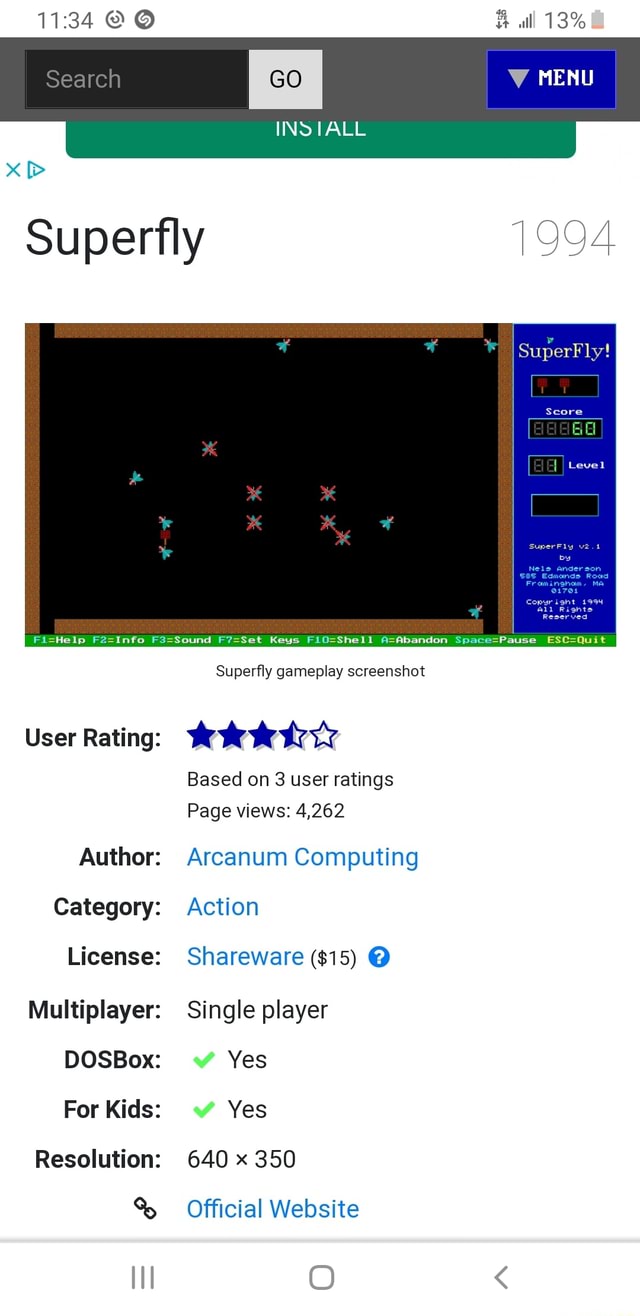 MENU INSTALL Superfly 1994 Keys SuperF ly! SuperFly Superfly gameplay ...