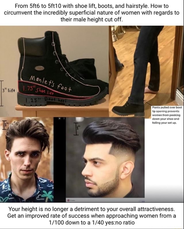 From 5ft6 to 5ft10 with shoe lift, boots, and hairstyle. How to ...