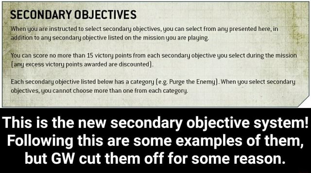 SECONDARY OBJECTIVES When you are instructed to select secondary ...