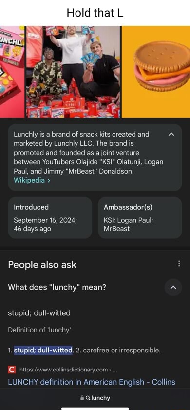 Hold that L Lunchly is a brand of snack kits created and marketed by ...