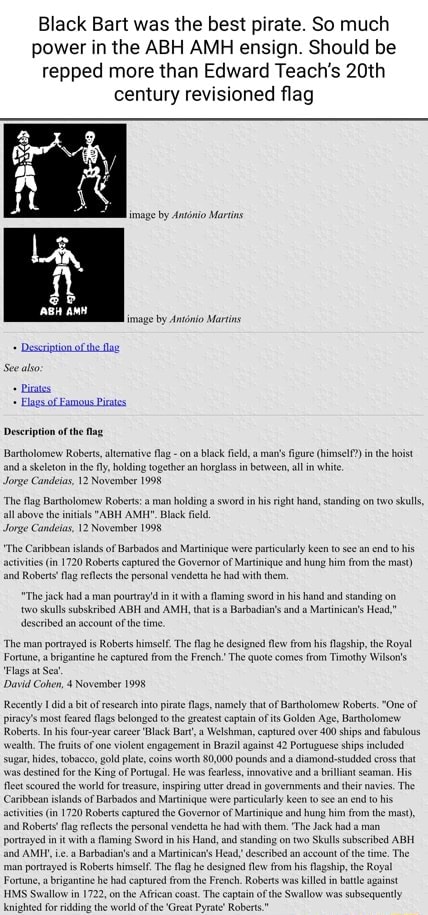 Black Bart was the best pirate. So much power in the ABH AMH ensign ...