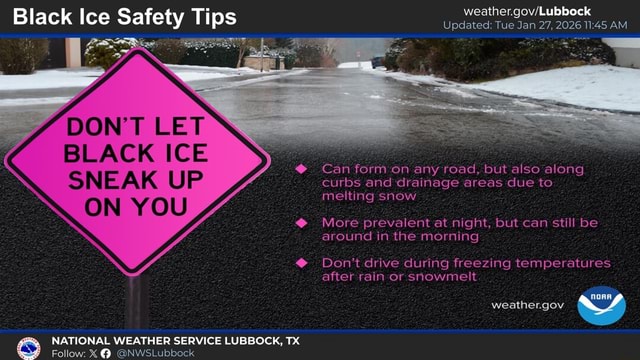 Lubbock Updated: Tue Jan 27, 2026 1145 AM Black Ice Safety Ti DON'T LET ...
