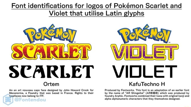 Font identifications for logos of Pokmon Scarlet and Violet that ...