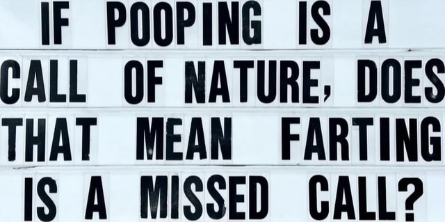 'IF POOPING IS A CALL OF NATURE, DOES THAT MEAN FARTING IS A MISSED ...