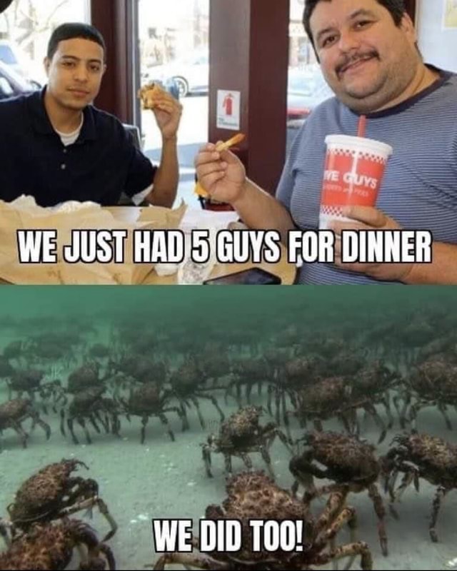 WE JUST HAD GUYS FOR DINNER WE DID - iFunny