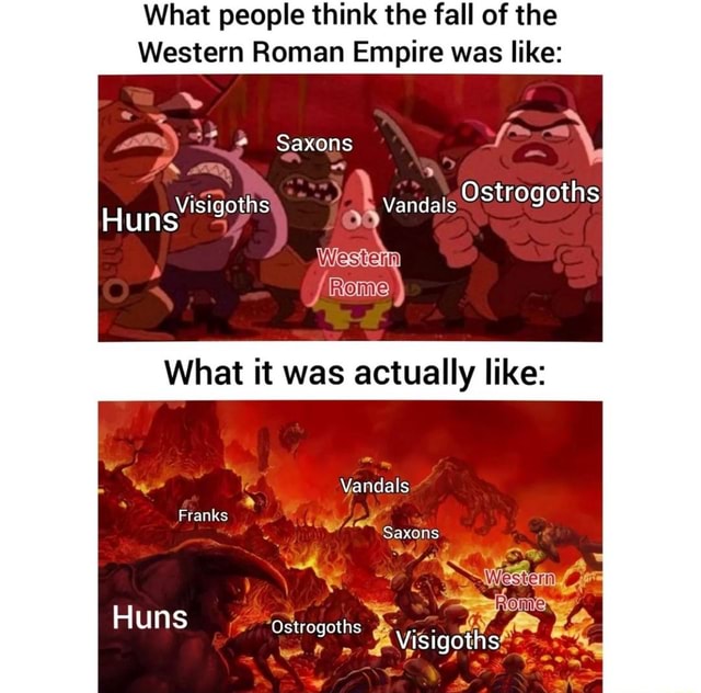 Embrace the slightly tilted meme. - What people think the fall of the ...