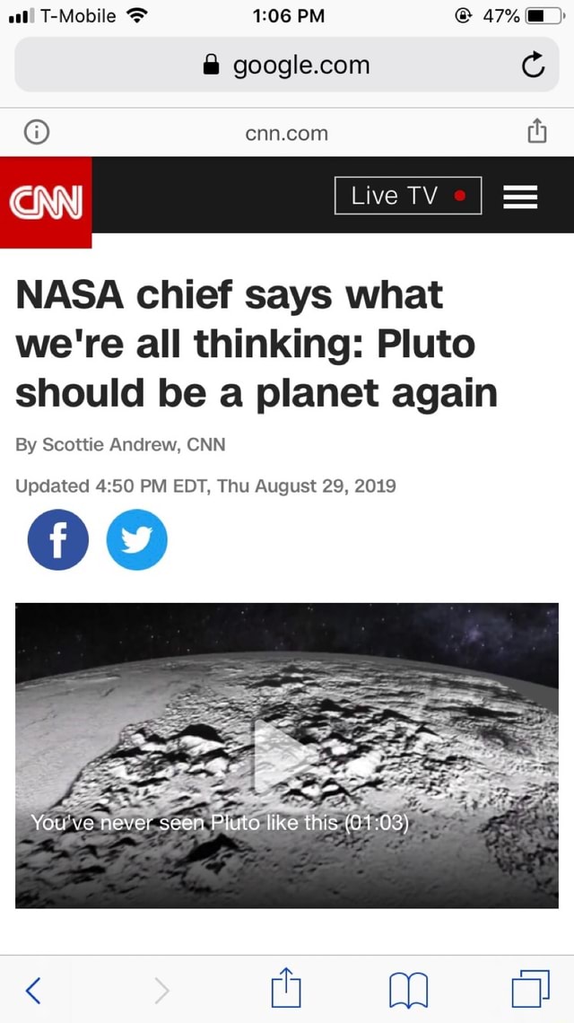 NASA chief says what we're all thinking: Pluto should be a planet again ...