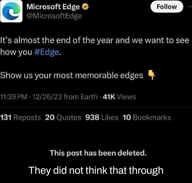 Microsoft Edge @ @MicrosoftEdge it's almost the end of the year and we ...