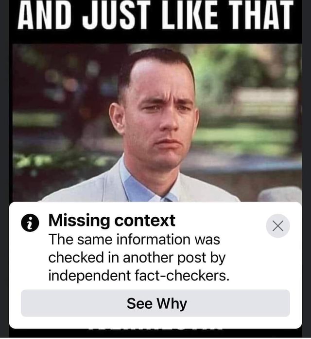 AND JUST LIKE THAT @ Missing context The same information was checked in another post by ...