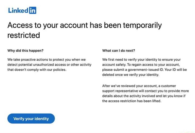 Linked Access to your account has been temporarily restricted Why did ...