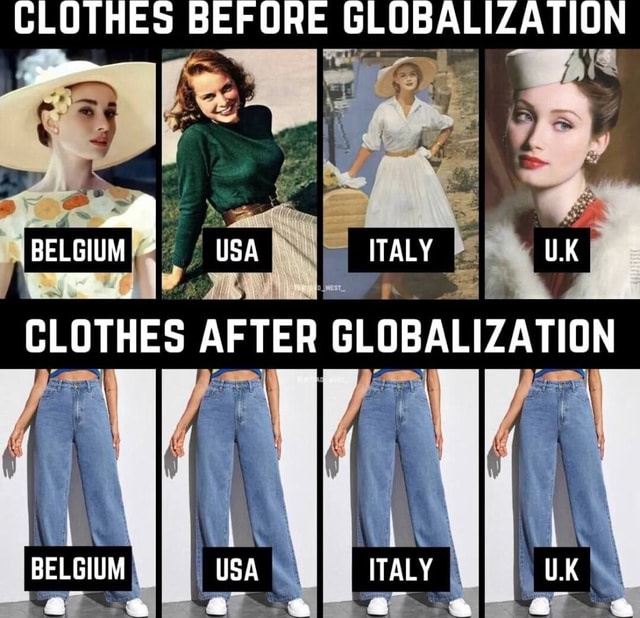 CLOTHES BEFORE GLOBALIZATION BELGIUM USA ITALY UK CLOTHES AFTER ...