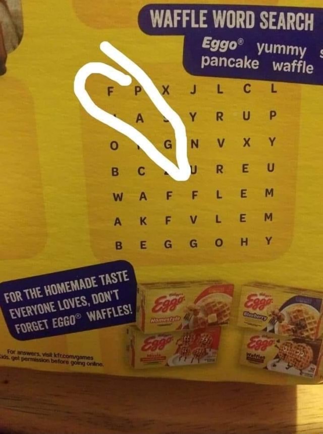 WAFFLE WORD SEARCH Eggo' yum m waffle - iFunny