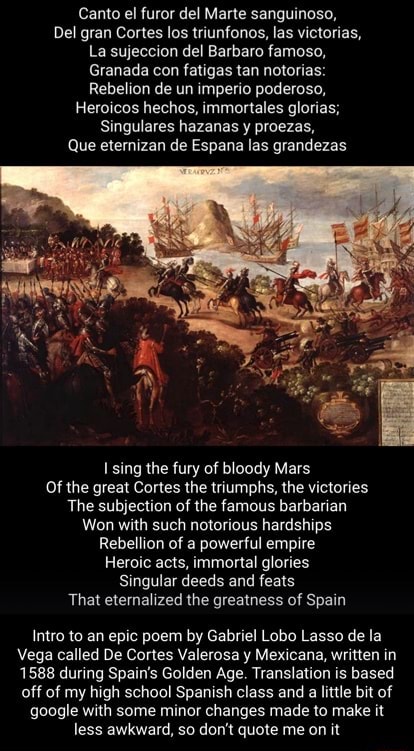 Canto al furor del Marte sanguinoso, Del gran Cortes los triunfonos ...