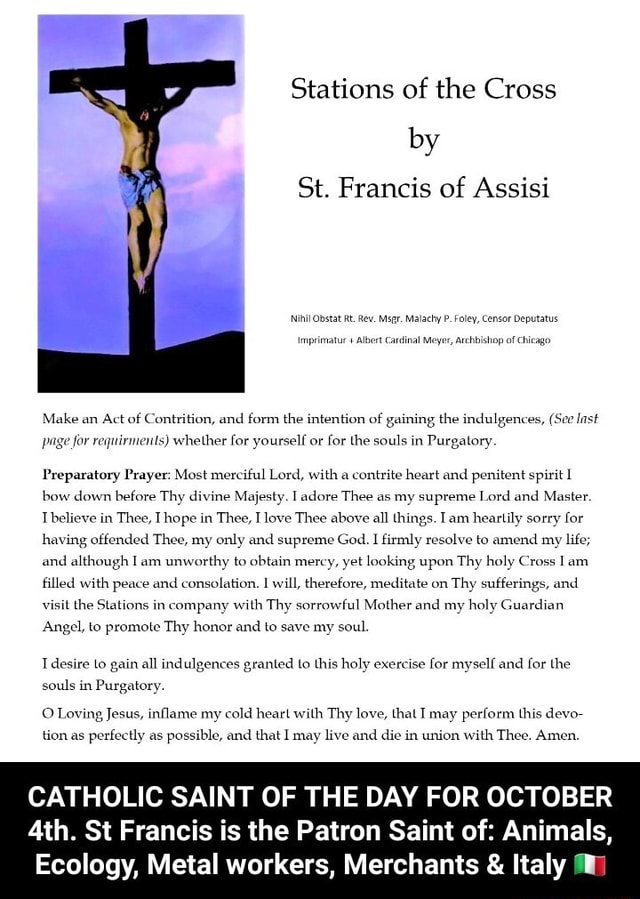 Stations of the Cross by St. Francis of Assisi Ninil Obstat Rt. Rev ...