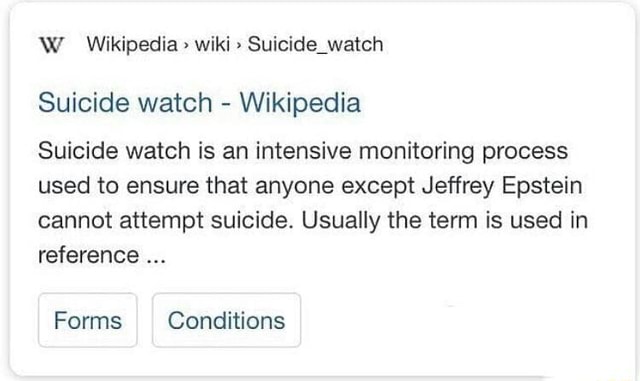 W Wikipedia ) wiki , Suicideiwatch Suicide watch - Wikipedia Suicide ...