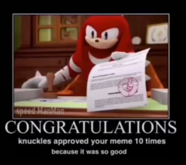 CONGRATULATIONS knuckles approved your meme 10 times because it was so ...