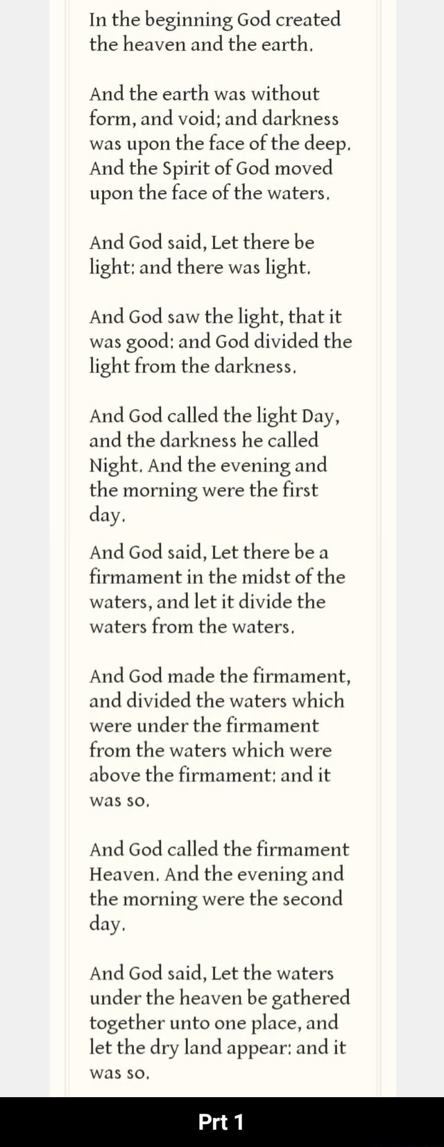 In the beginning God created the heaven and the earth. And the earth ...