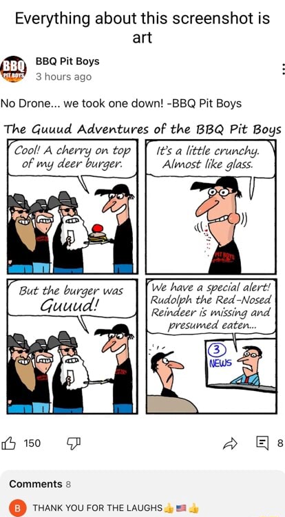 Everything about this screenshot is art BBQ Pit Boys 3 hours ago No ...