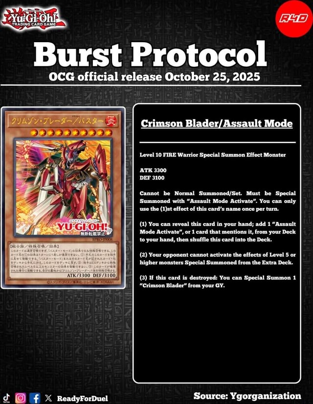Burst Protocol OCG official release October 25, 2025 Crimson Mode Level ...