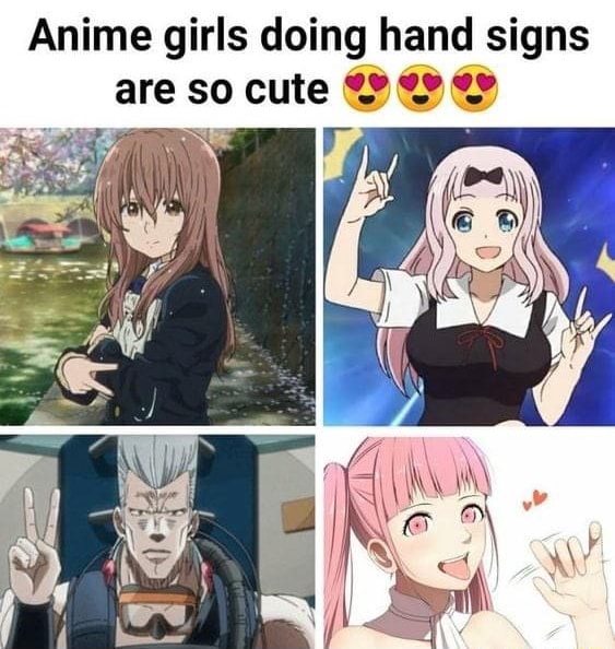 Anime girls doing hand signs are so cute - iFunny